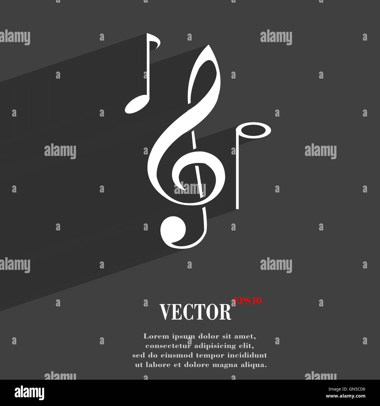 musical notes symbol Flat modern web design with long shadow and space ...
