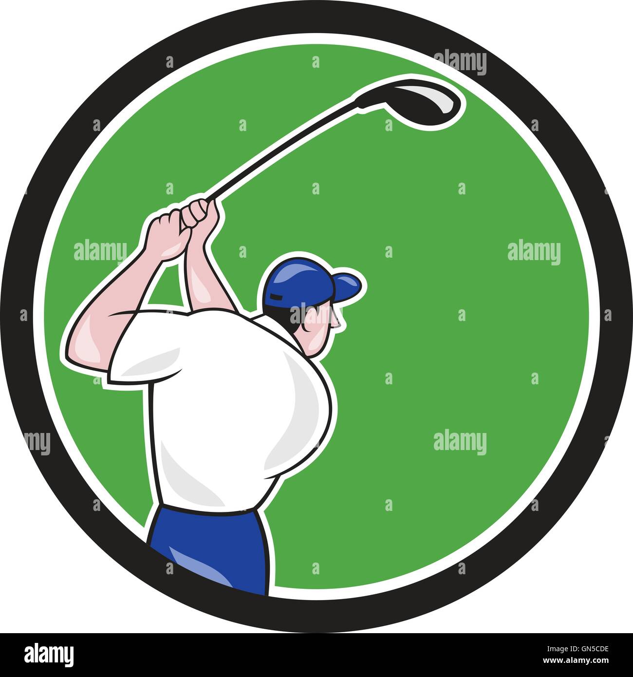 Golfer Swinging Club Circle Cartoon Stock Vector Image & Art - Alamy
