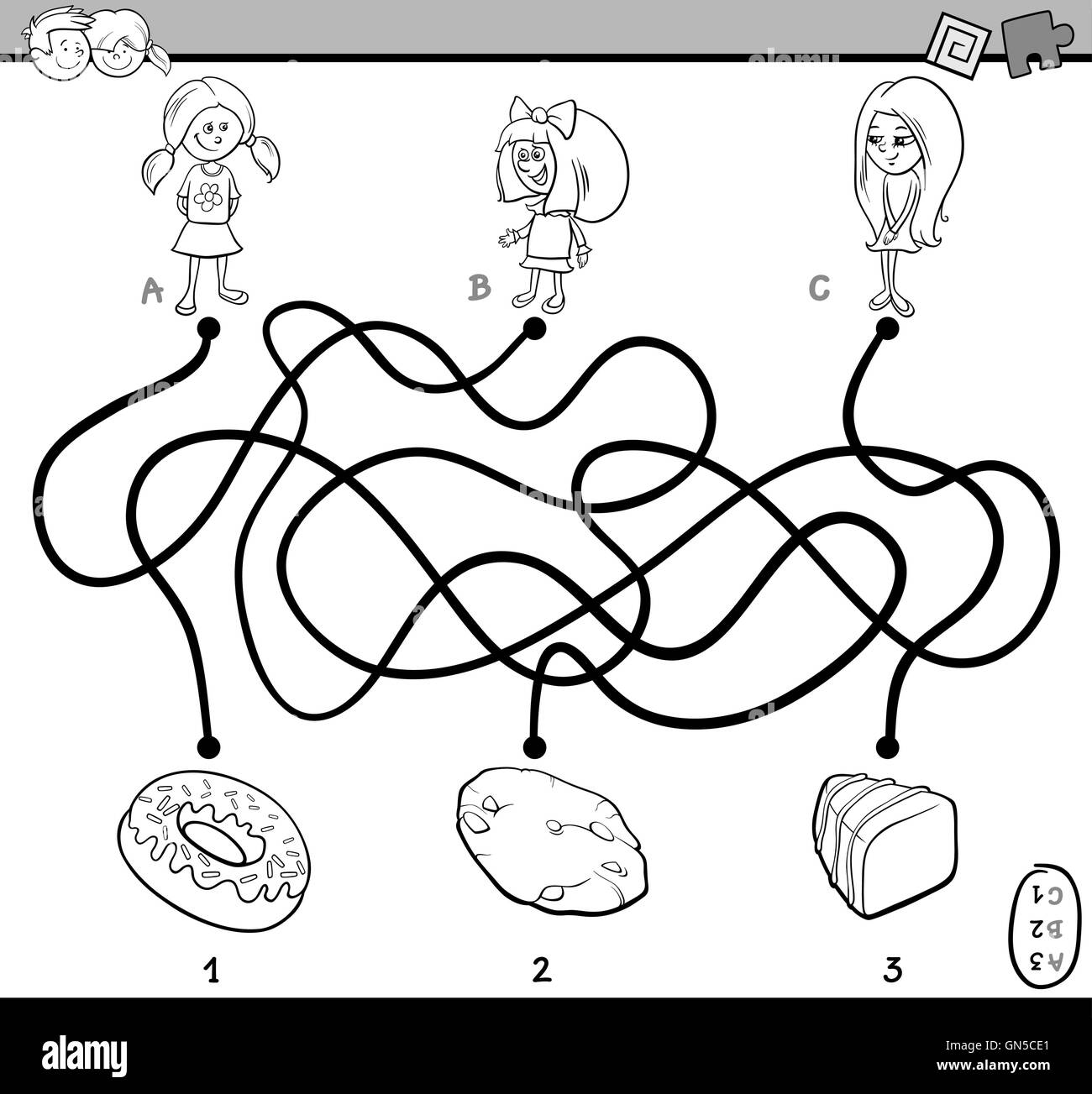 Maze puzzle for children Black and White Stock Photos & Images - Alamy