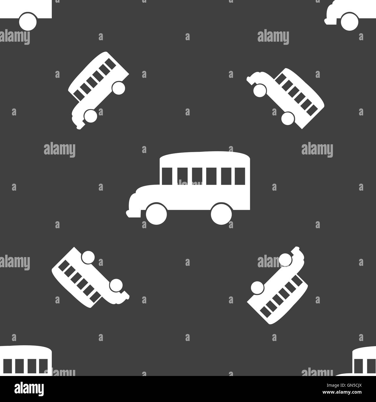 Bus icon sign. Seamless pattern on a gray background. Vector Stock ...