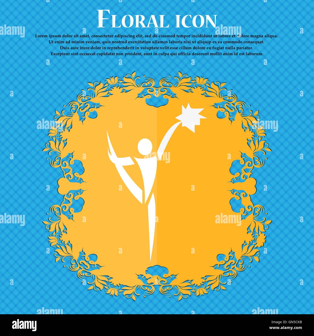 cheerleader icon. Floral flat design on a blue abstract background with ...