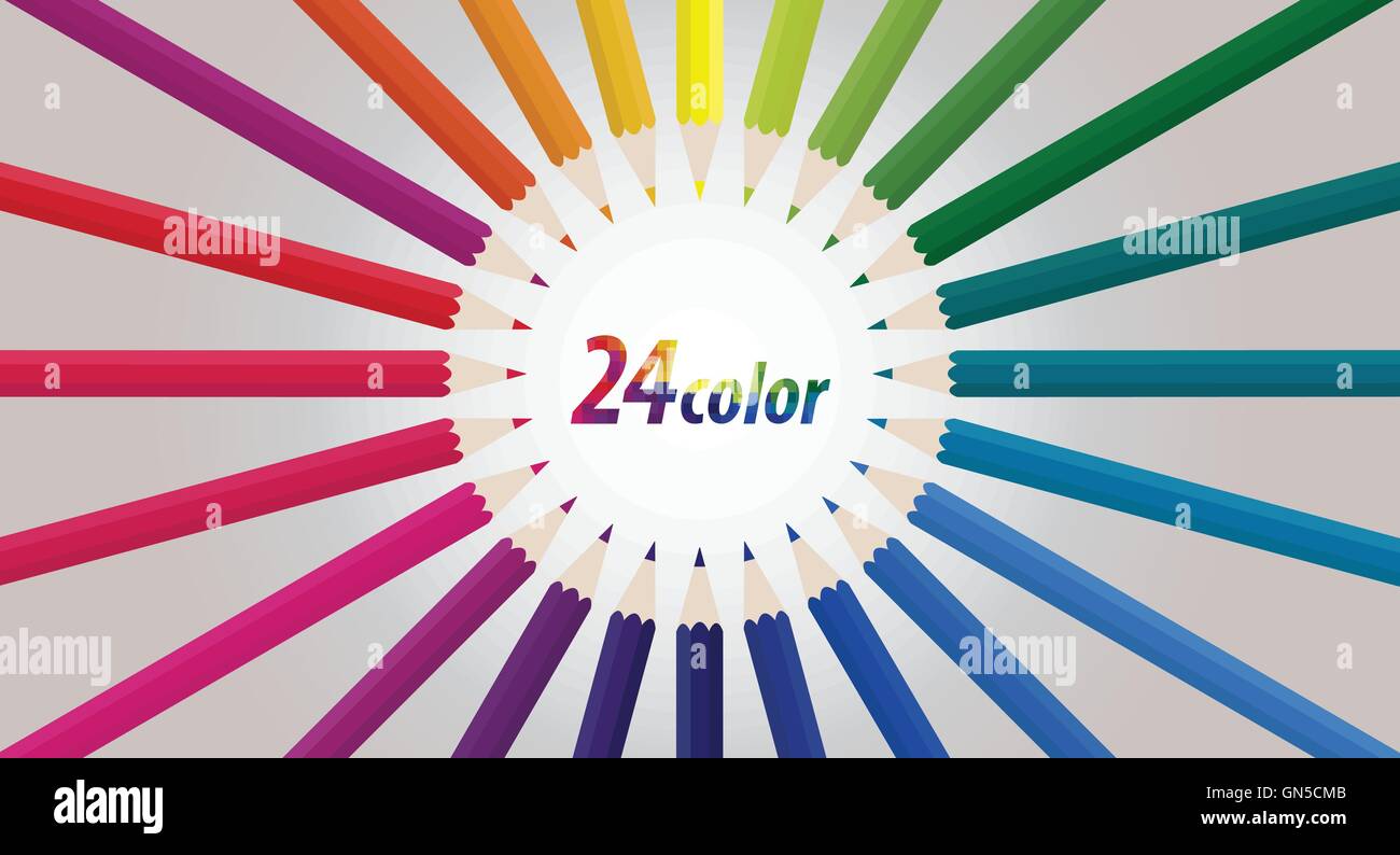 24 colored pencils Stock Vector Images - Alamy