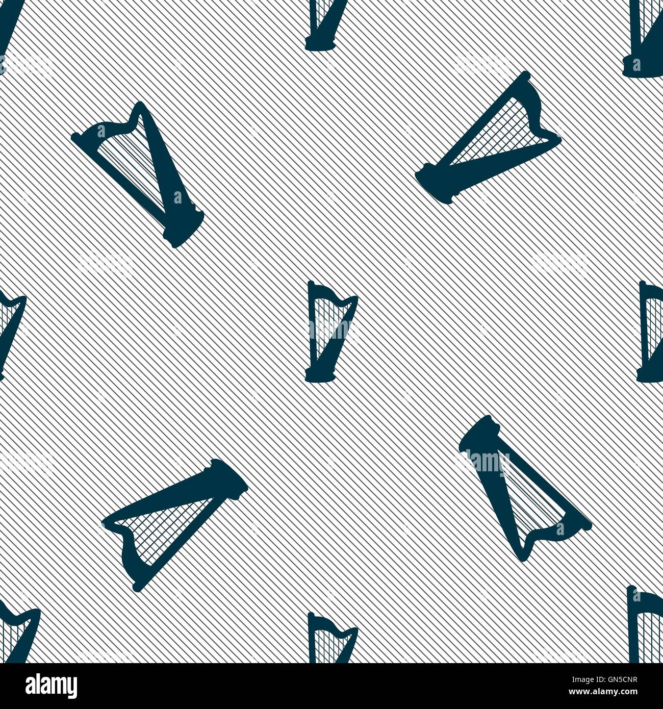 harp icon sign. Seamless pattern with geometric texture. Vector Stock ...