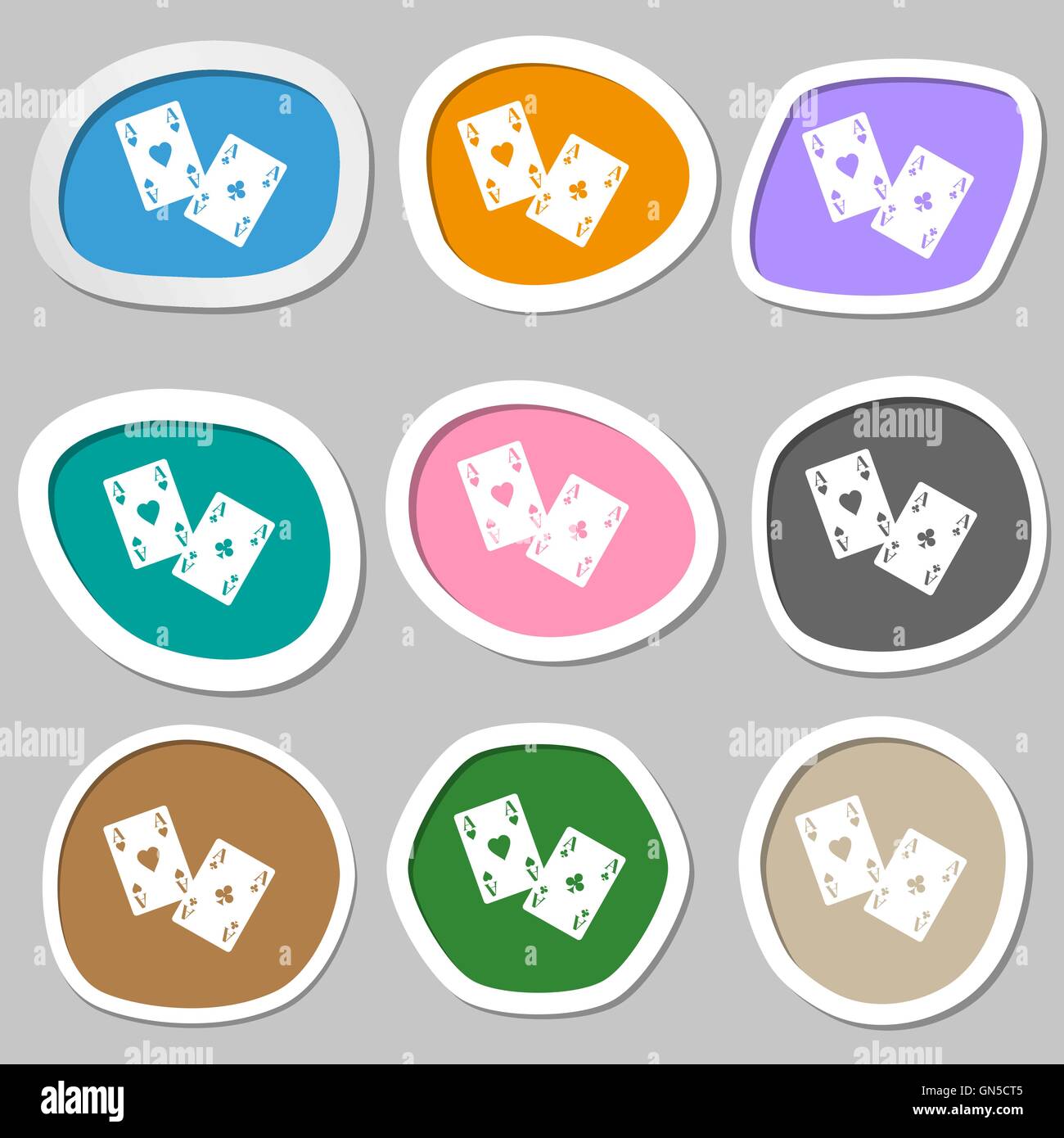 Two Aces symbols. Multicolored paper stickers. Vector Stock Vector ...