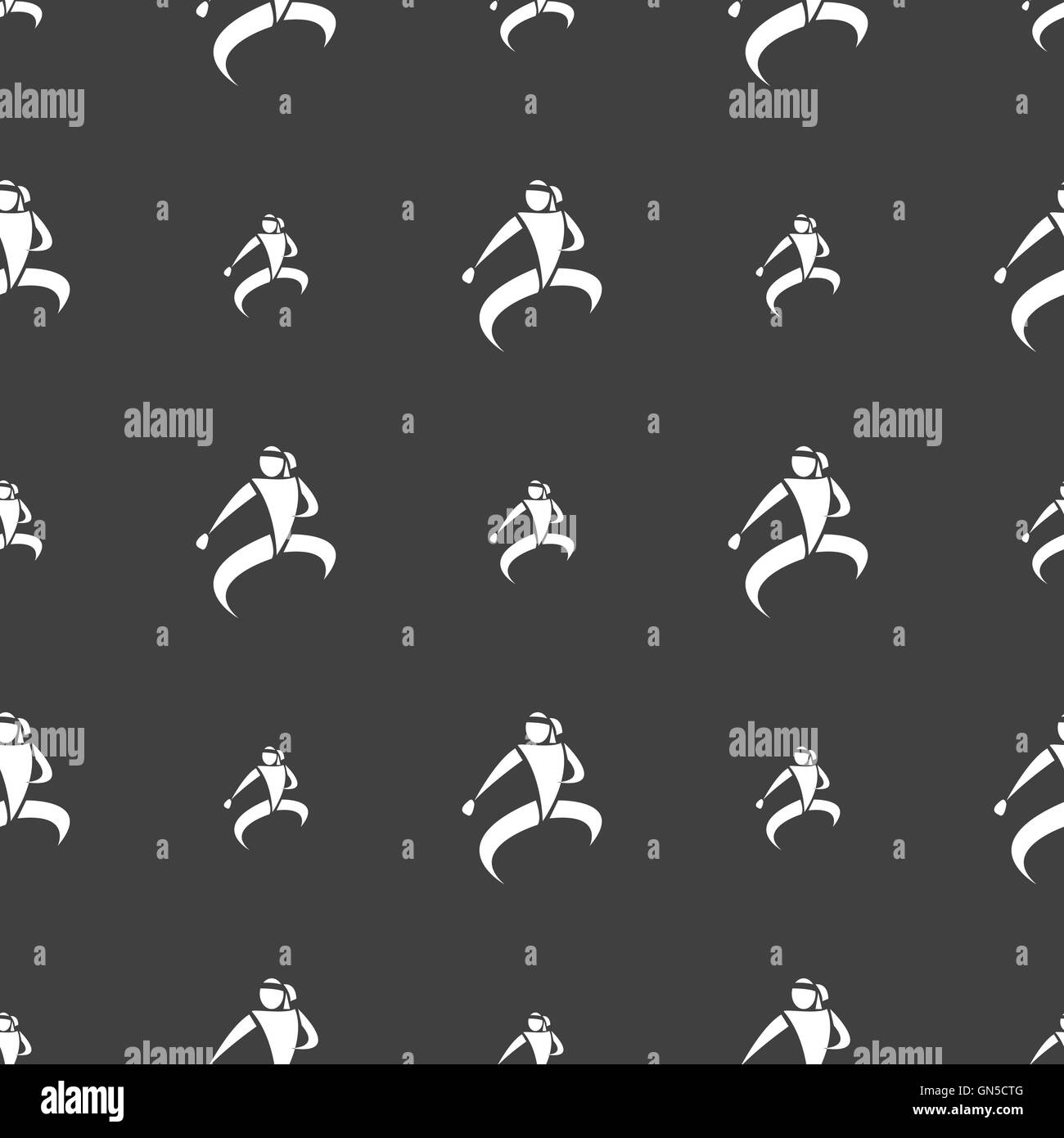 Karate kick icon sign. Seamless pattern on a gray background. Vector ...