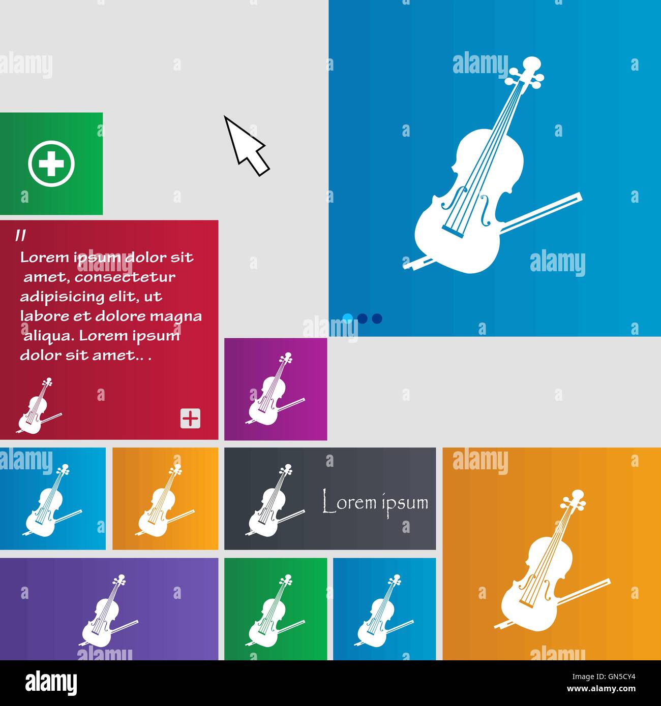 Violin icon sign. buttons. Modern interface website buttons with cursor pointer. Vector Stock ...