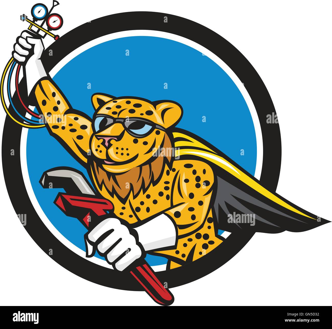 Refrigeration Mechanic Leopard Superhero Circle Cartoon Stock Vector ...