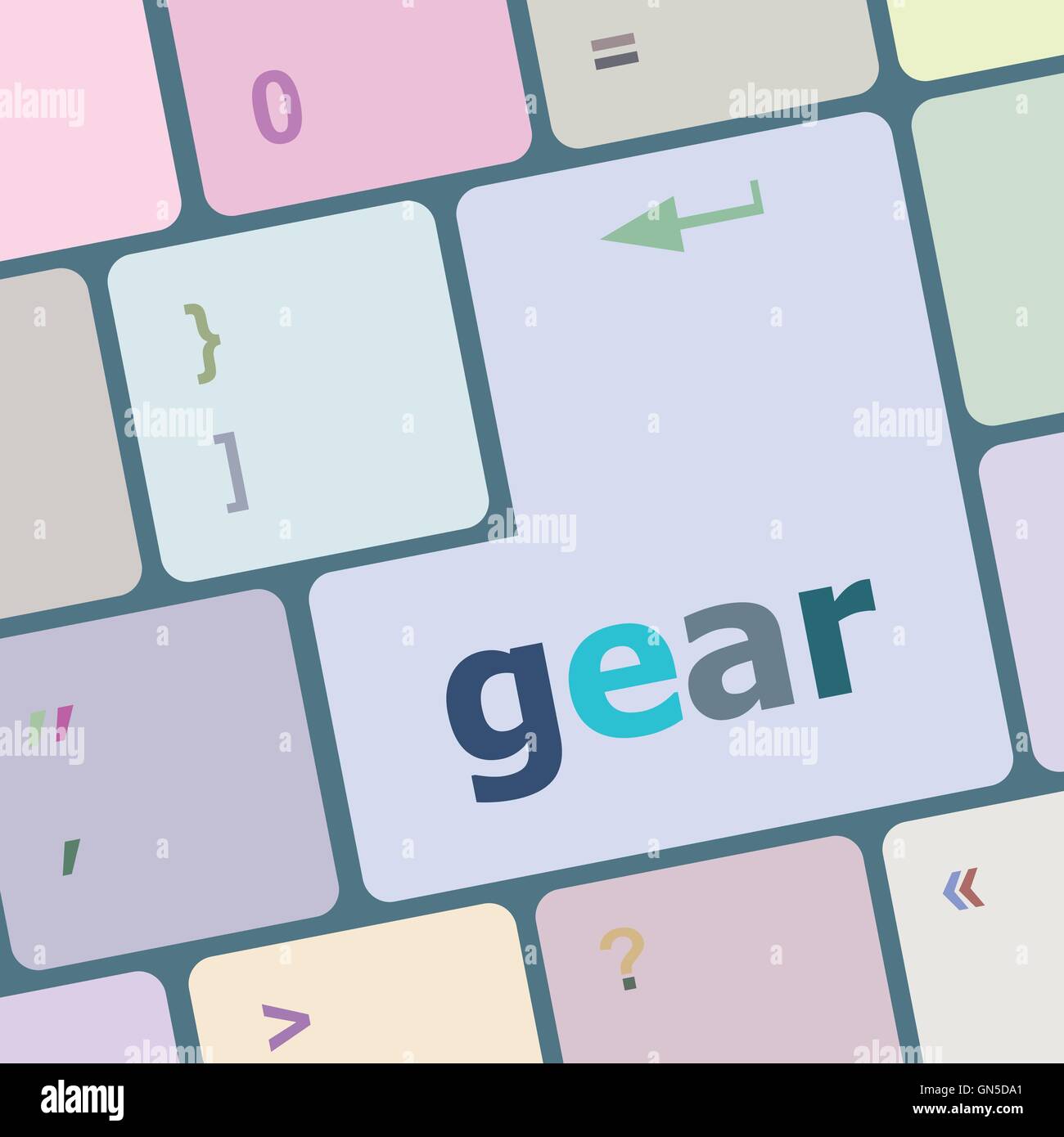 gear button on computer pc keyboard key vector illustration Stock ...