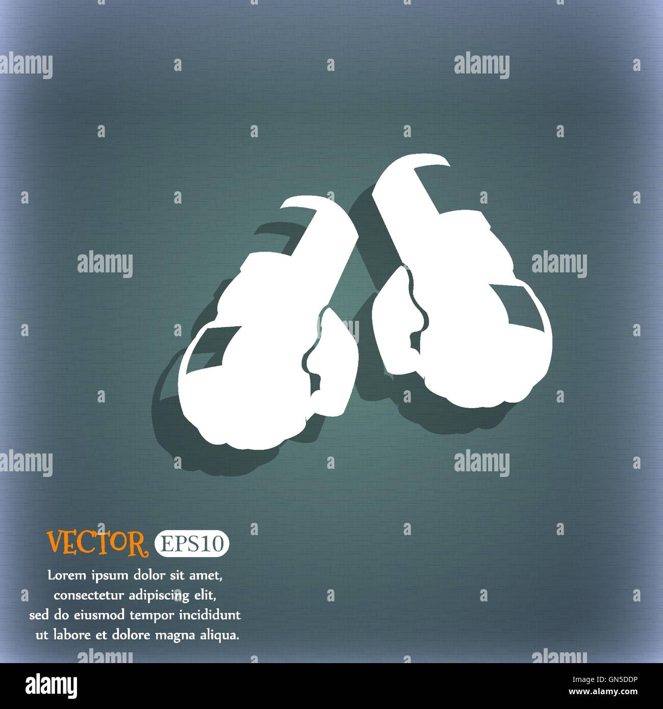 boxing gloves icon. On the blue-green abstract background with shadow ...