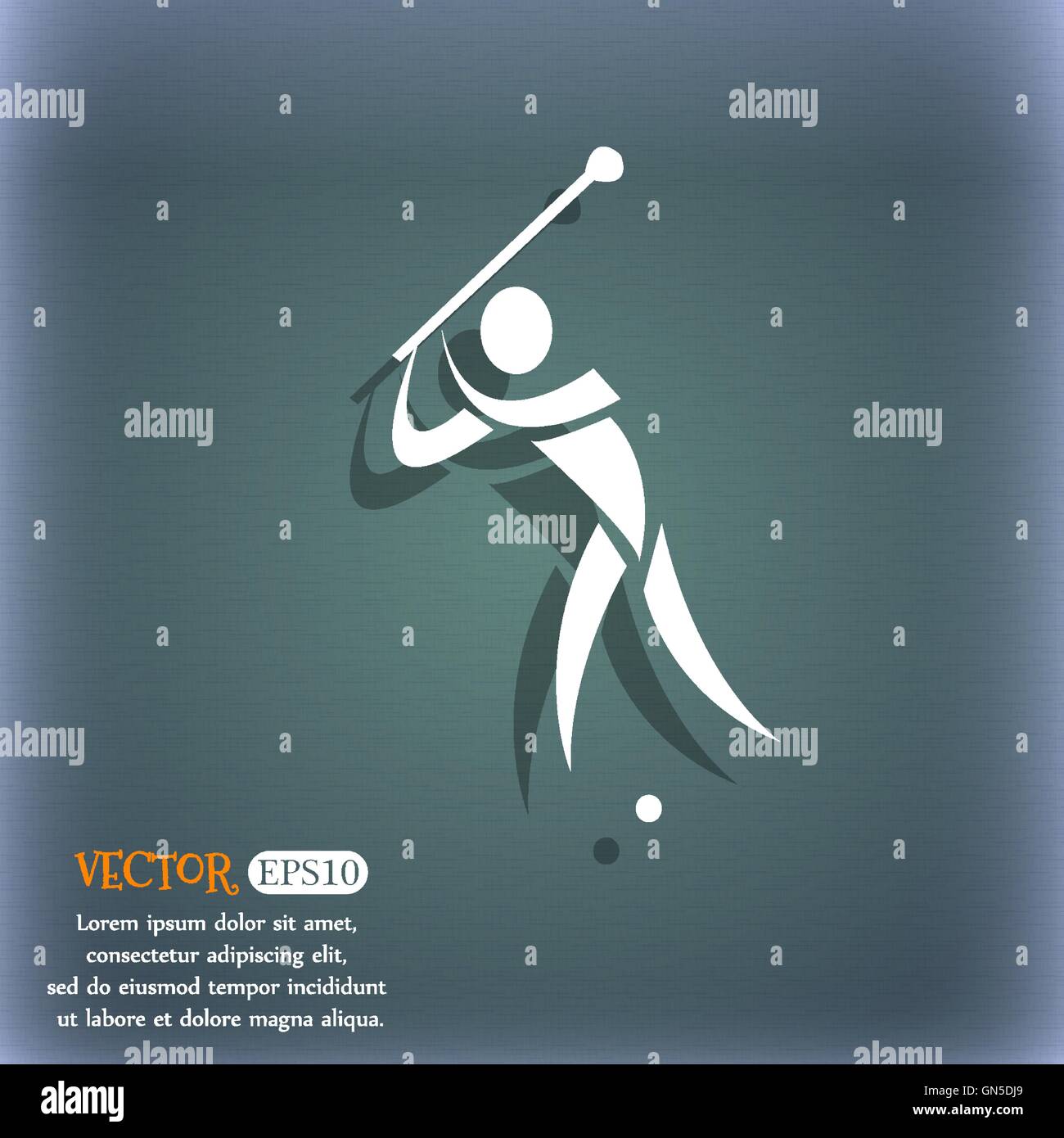 golf icon. On the blue-green abstract background with shadow and space ...