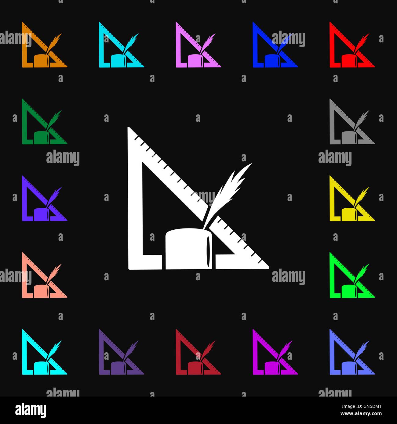 Pencil and ruler icon sign. Lots of colorful symbols for your design ...