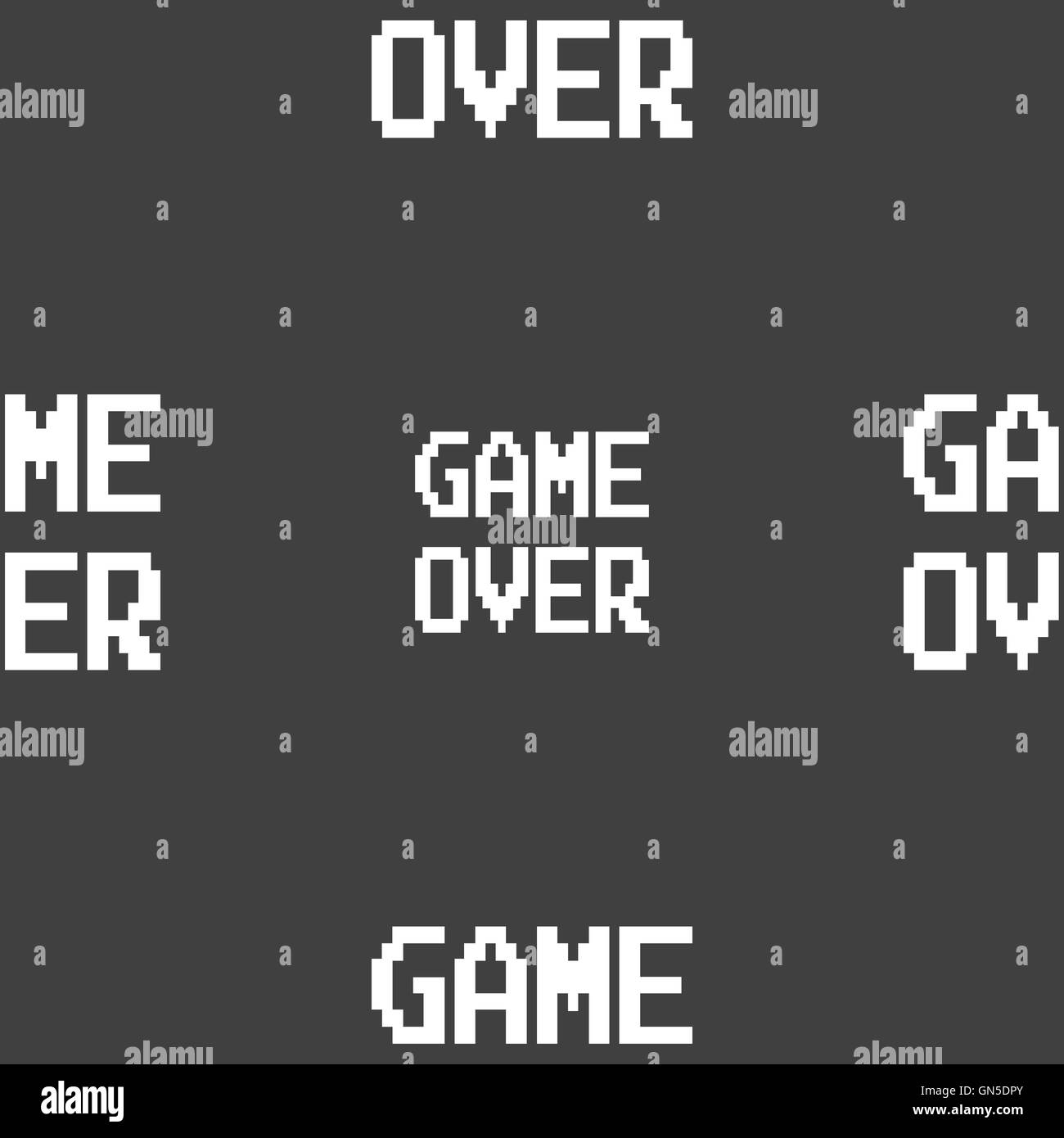 Game over concept icon sign. Seamless pattern on a gray background ...