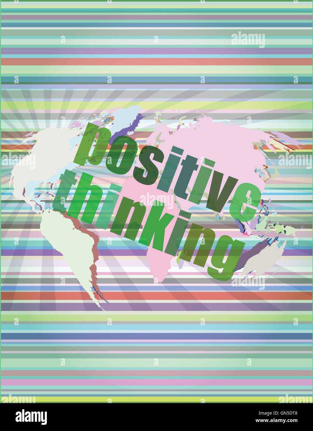 positive thinking on screen - motivation business concept vector ...