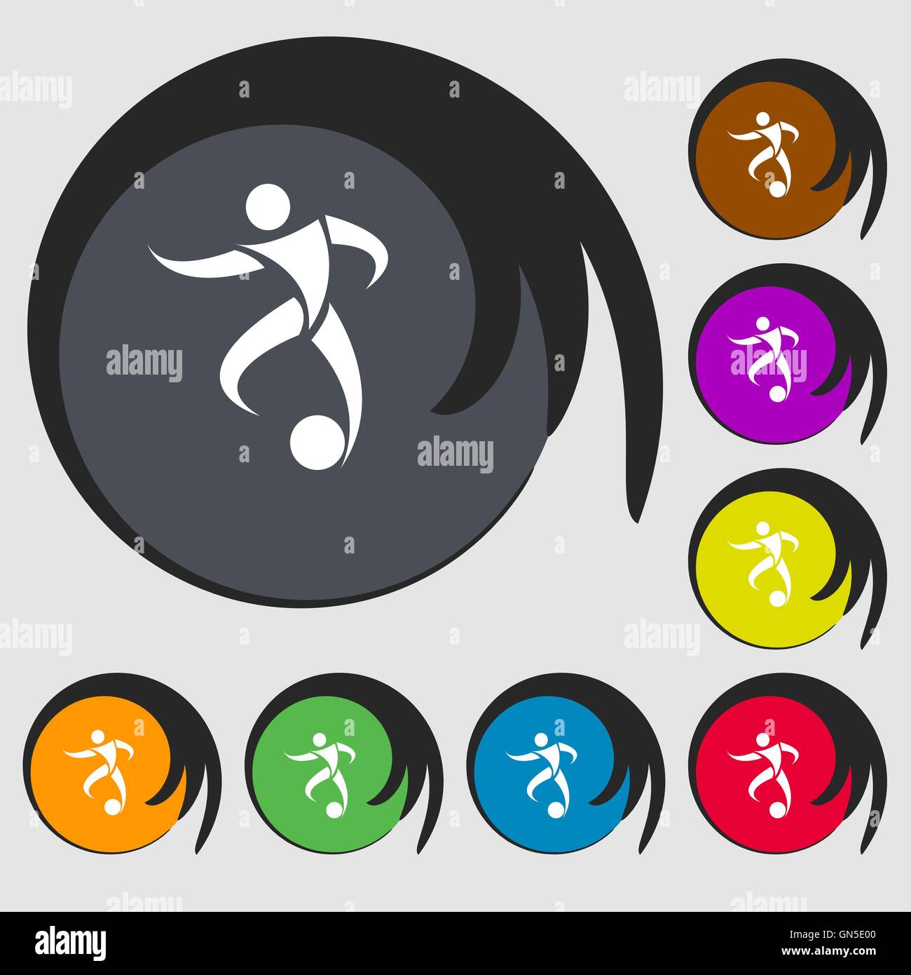 football player icon. Symbols on eight colored buttons. Vector Stock ...