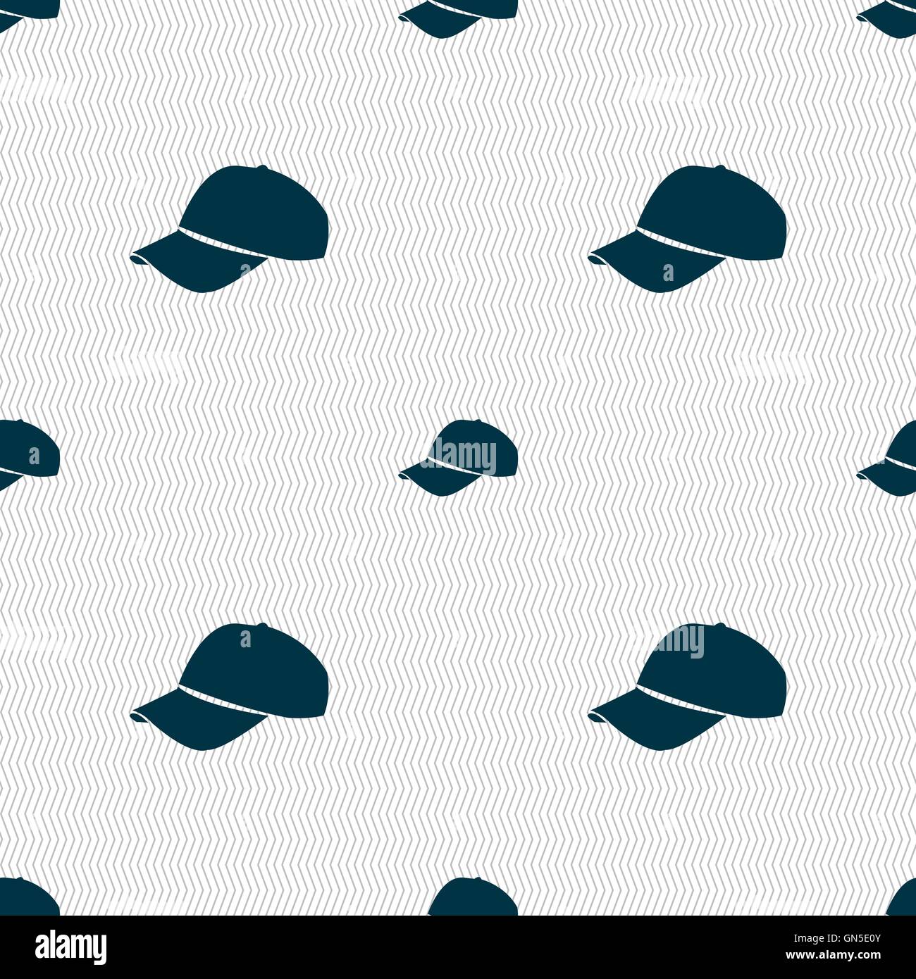 Baseball cap icon sign. Seamless pattern with geometric texture. Vector ...