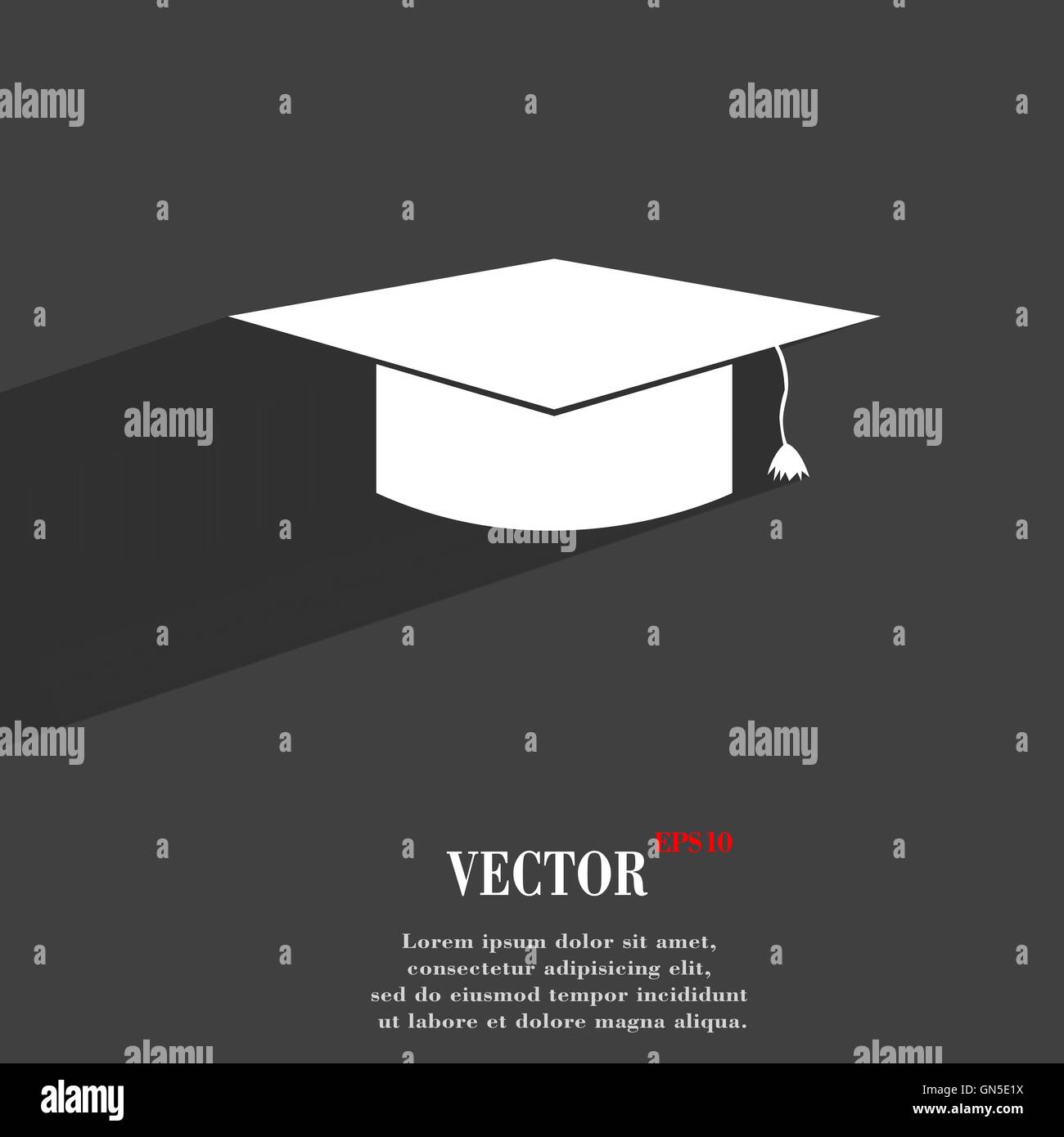 Graduation cap symbol Flat modern web design with long shadow and space ...