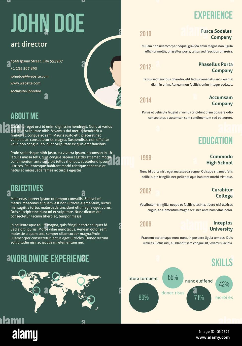 New resume cv template with green stripe Stock Vector Image & Art - Alamy