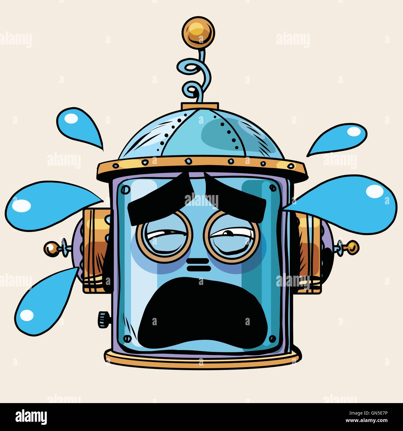 emoticon tears emoji robot head smiley emotion Stock Vector Image & Art ...