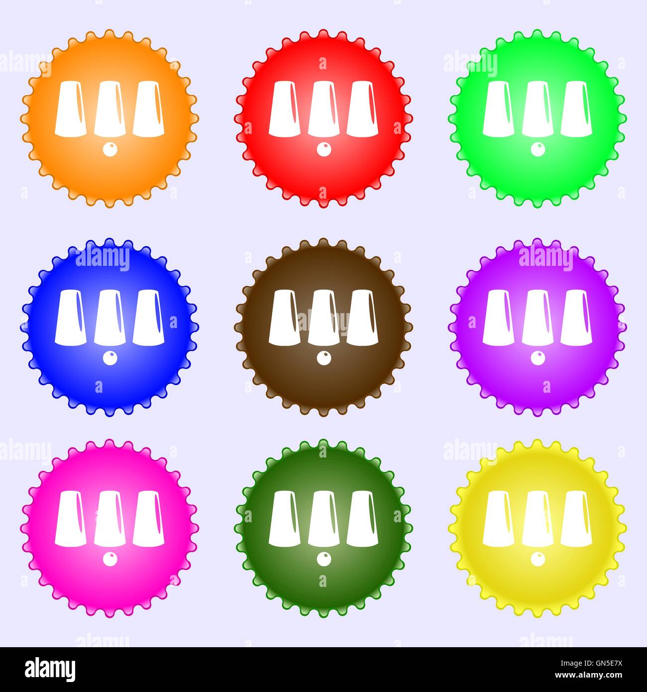 Three game thimbles with a ball, games 3 cups icon sign. Big set of ...