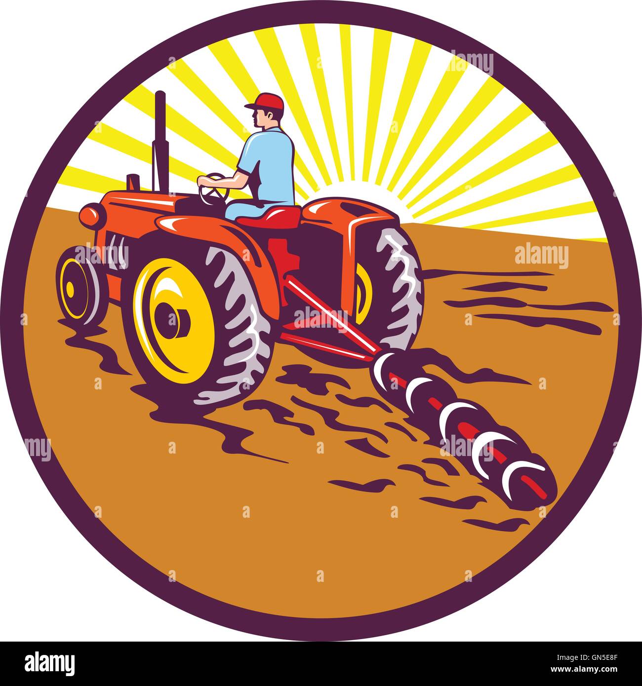 Tractor and plow Stock Vector Images - Alamy