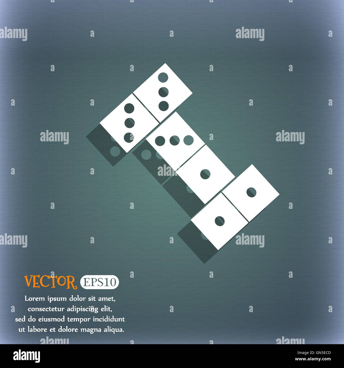 domino icon. On the blue-green abstract background with shadow and ...