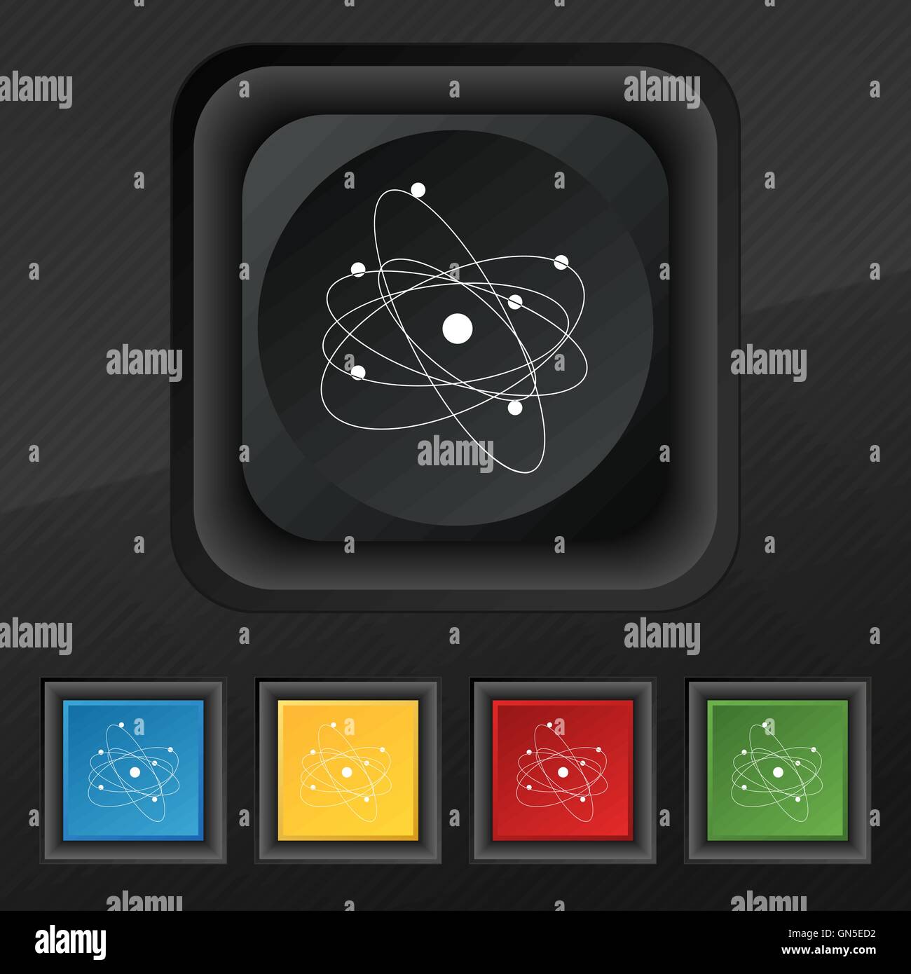 physics, atom, big bang icon symbol. Set of five colorful, stylish ...