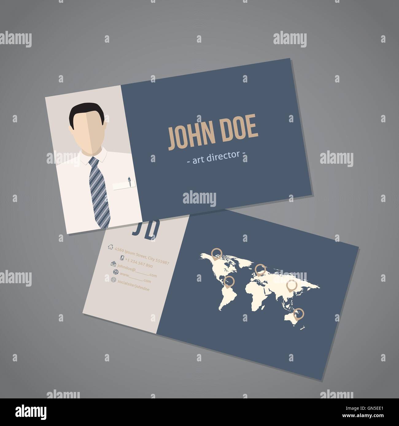 Modern business card with world map Stock Vector Image & Art - Alamy