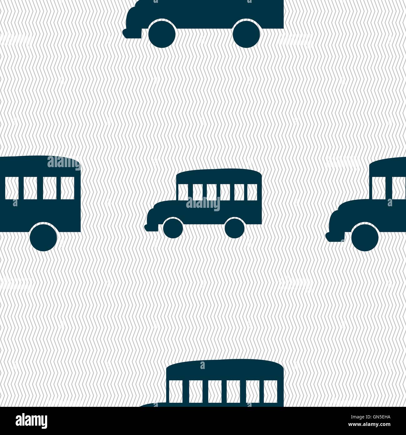 Bus icon sign. Seamless pattern with geometric texture. Vector Stock ...
