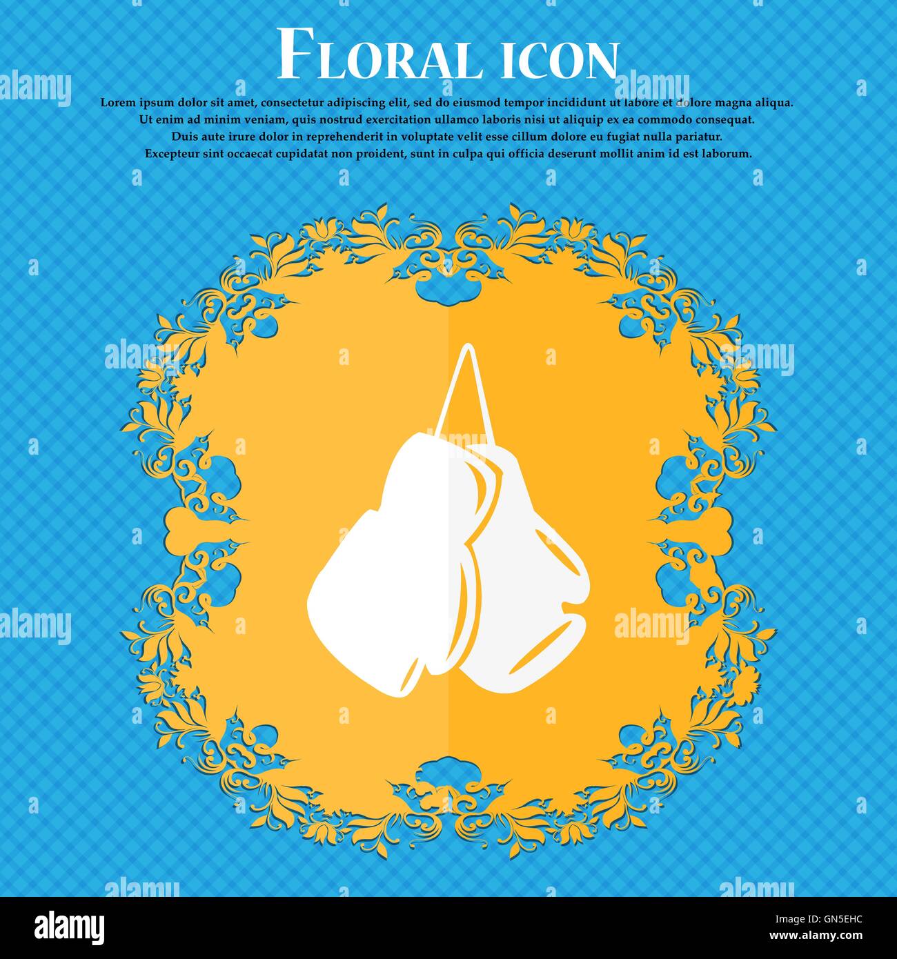 boxing gloves icon. Floral flat design on a blue abstract background ...
