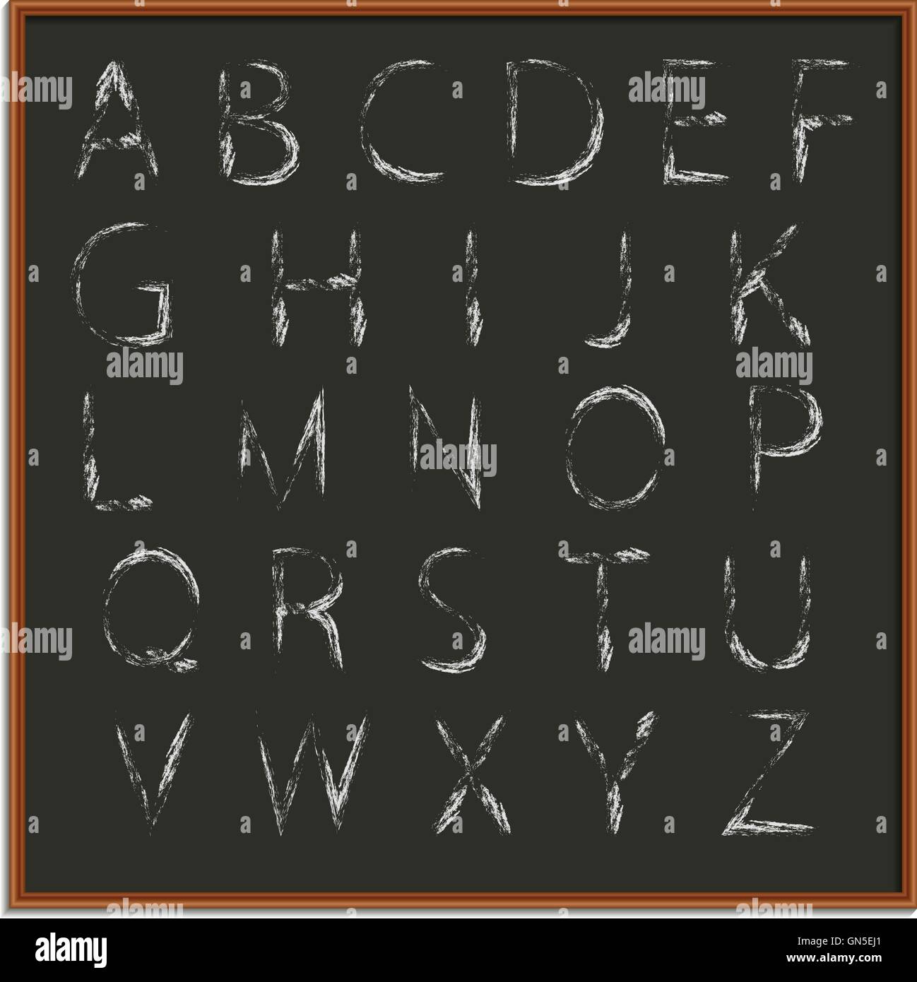 Chalk hand drawing alphabet, vector illustration Stock Vector Image ...