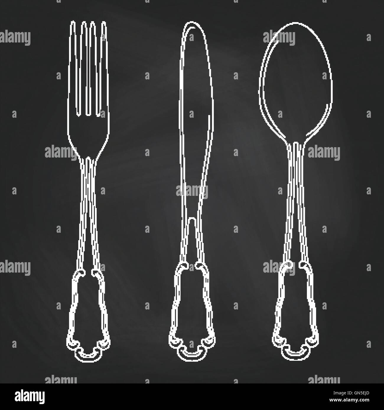 Vector hand drawn illustration with cutlery set. Sketch. Vintage Stock ... Vector hand drawn illustration with cutlery set. Sketch. Vintage Stock ...