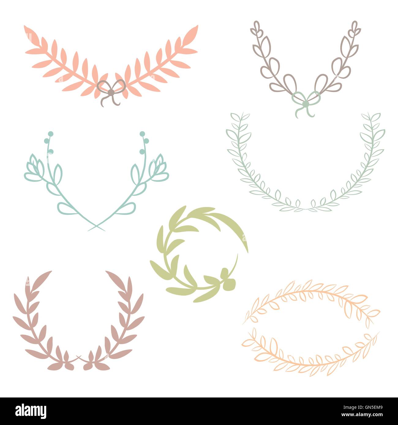 Vector collection of laurels, floral elements and banners Stock Vector ...
