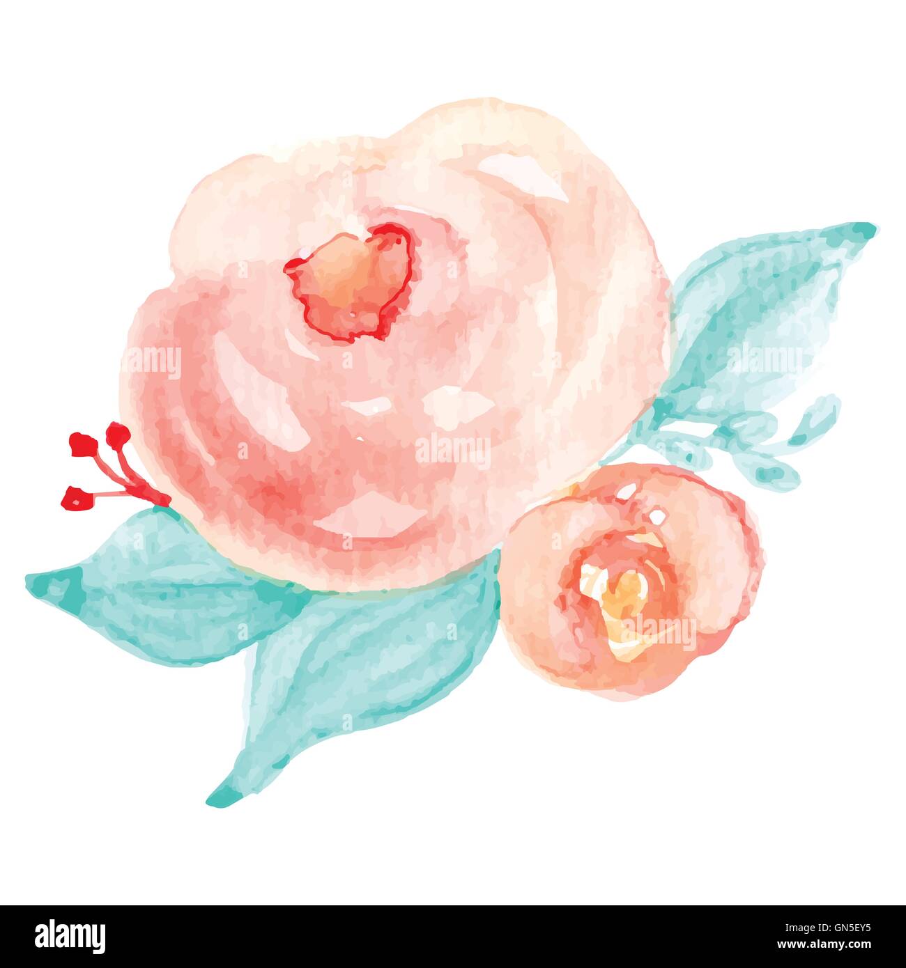 Vector watercolor greeting card flowers. Handmade. Congratulatio Stock ...
