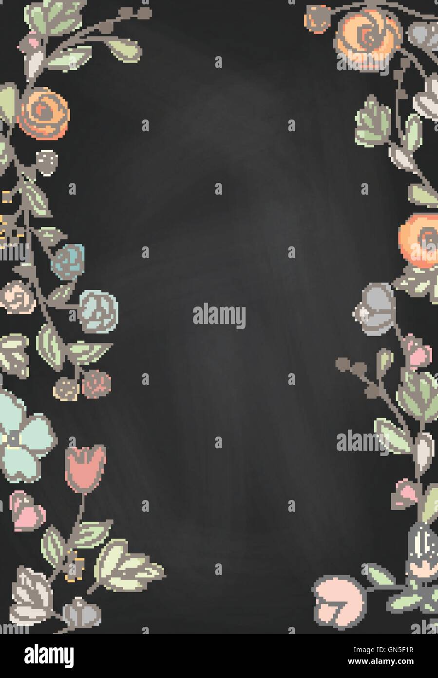 Hand drawn collection of romantic invitations on chalkboard back Stock ...