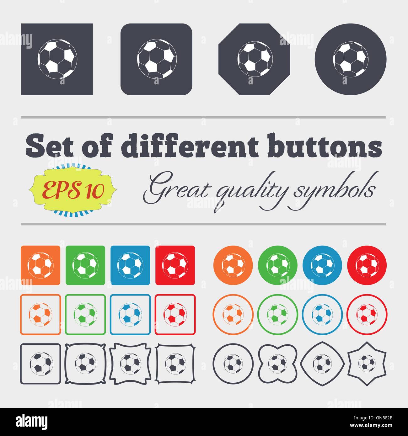 football icon sign. Big set of colorful, diverse, high-quality buttons ...
