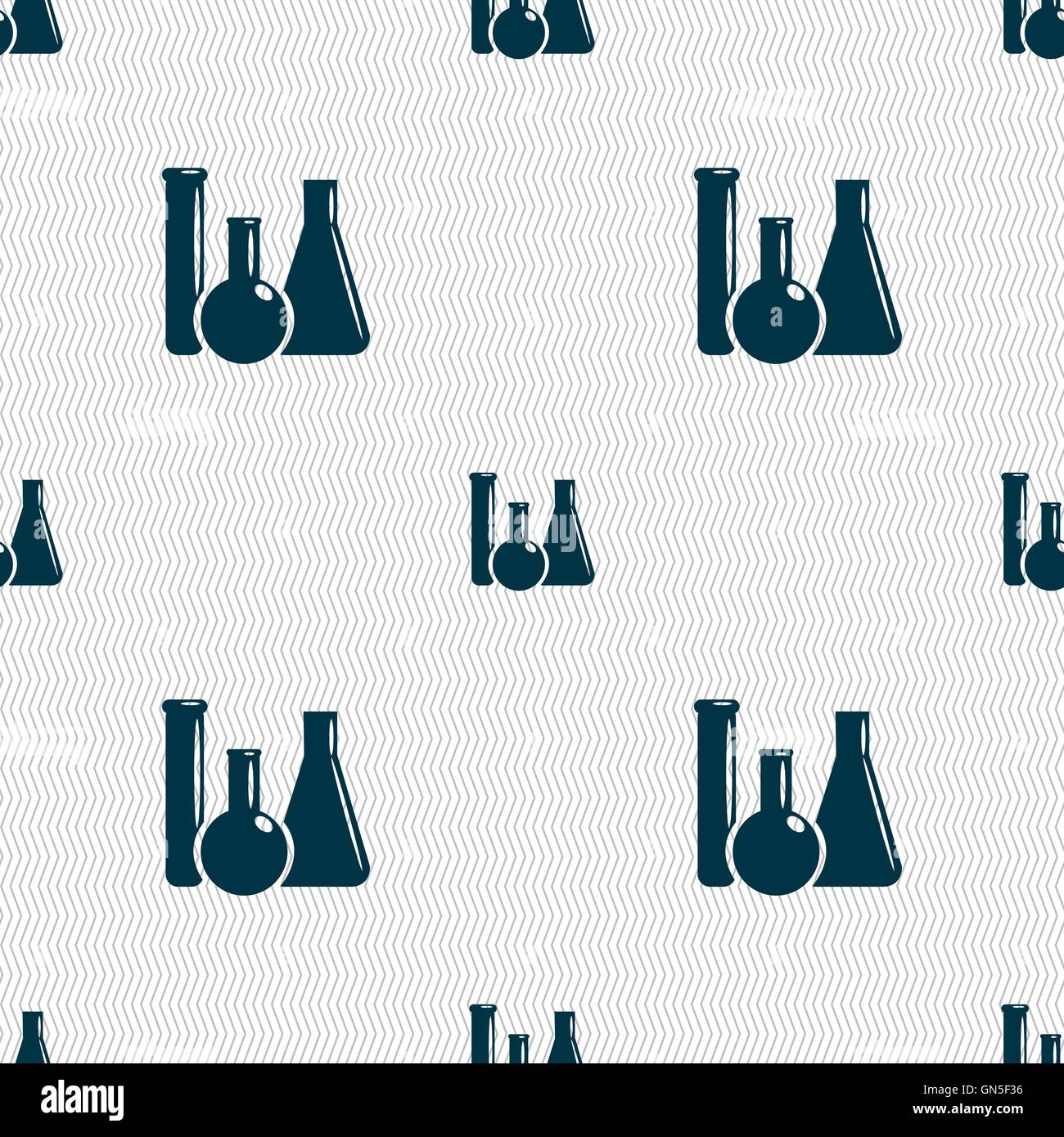 laboratory glass, chemistry icon sign. Seamless pattern with geometric ...