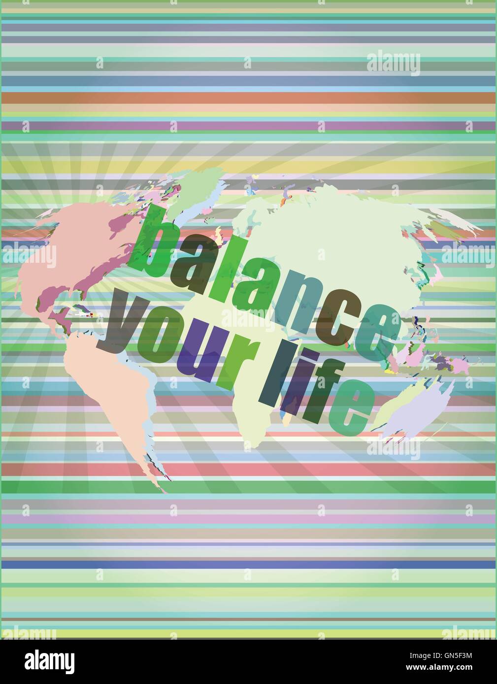 Life style concept: words balance you life on digital screen vector ...