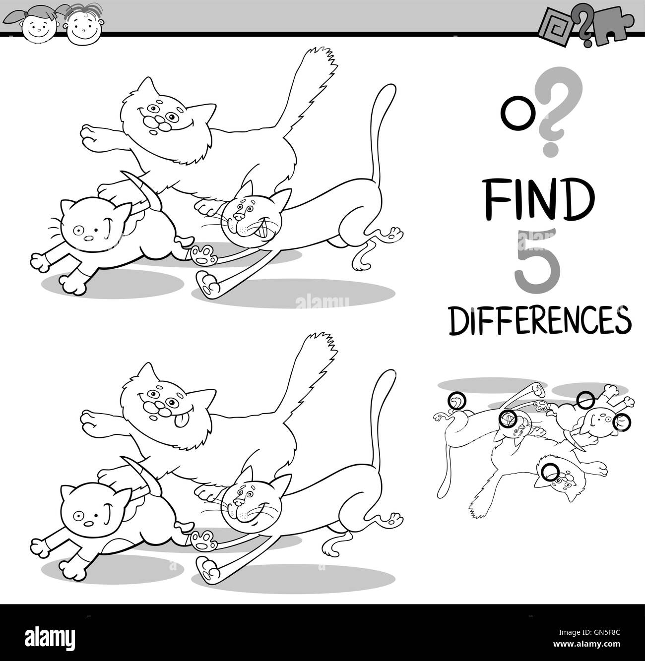 Spot the differences Black and White Stock Photos & Images - Alamy