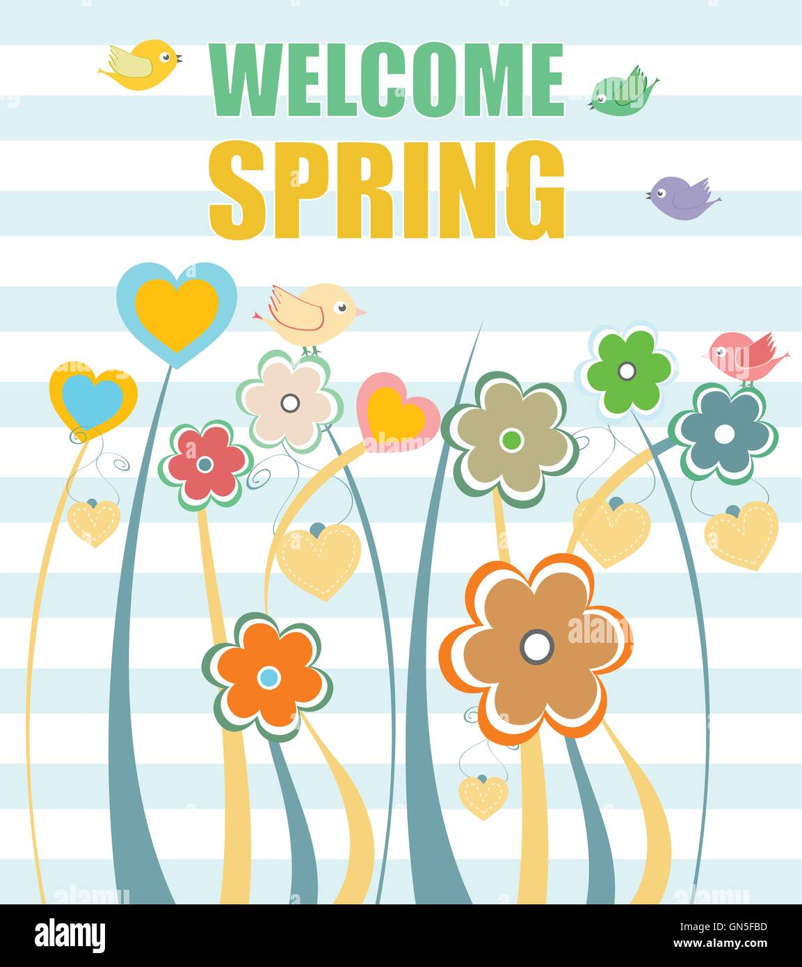 Welcome Spring Holiday Card. Welcome Spring Vector. Welcome Spring ...