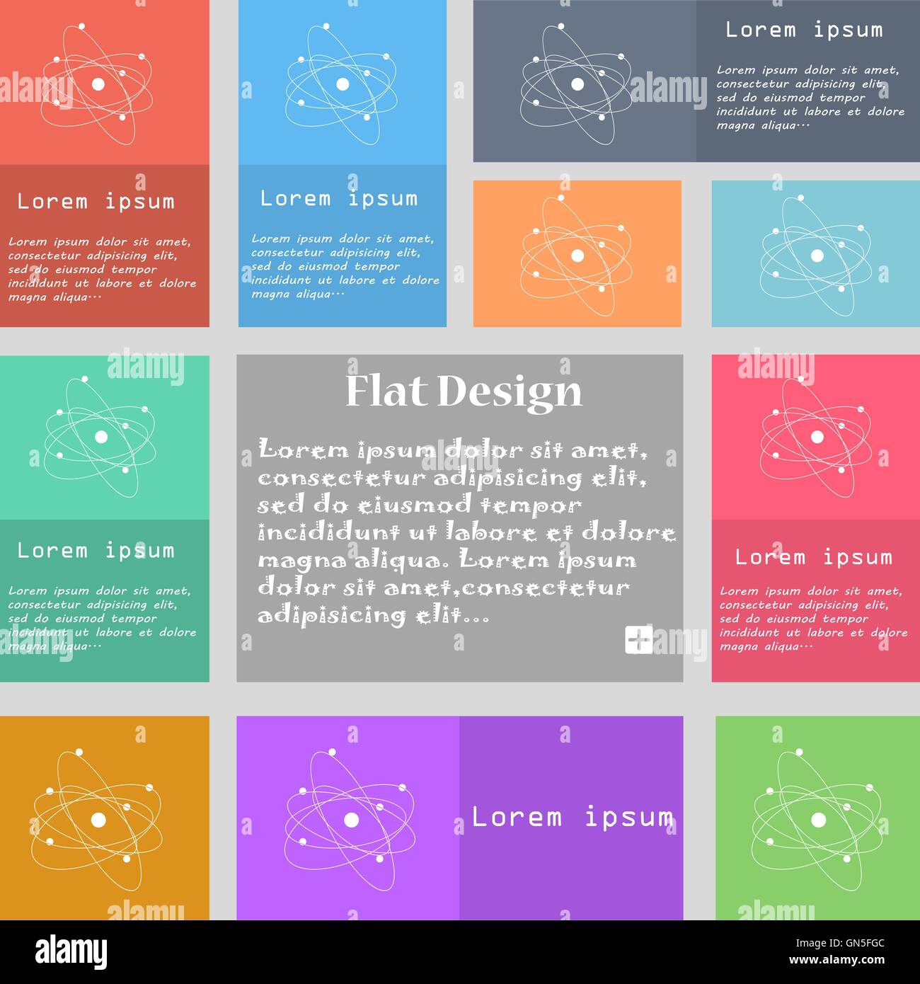 physics, atom, big bang icon sign. Set of multicolored buttons with ...