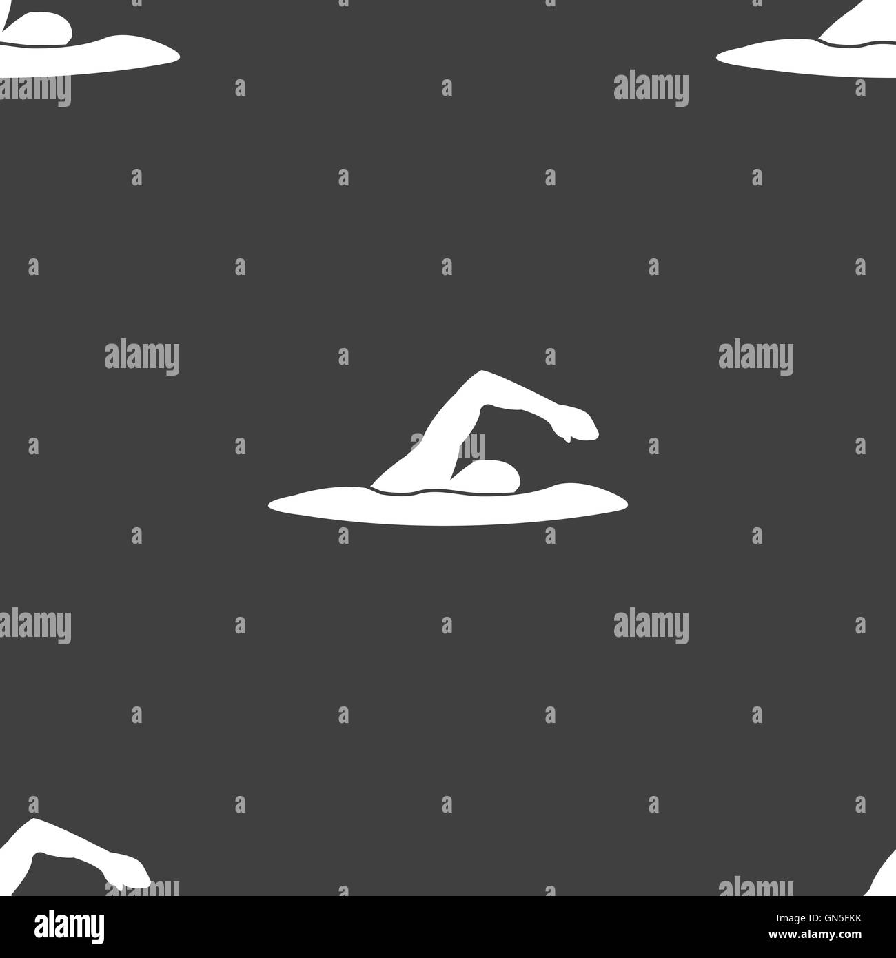 swimmer icon sign. Seamless pattern on a gray background. Vector Stock ...