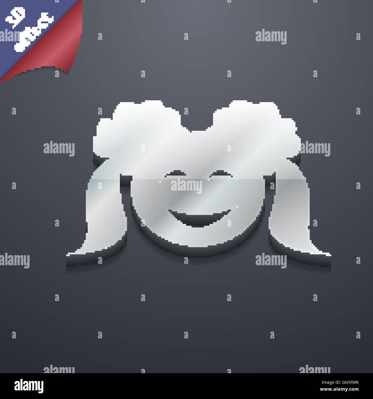 smiling girl icon symbol. 3D style. Trendy, modern design with space ...