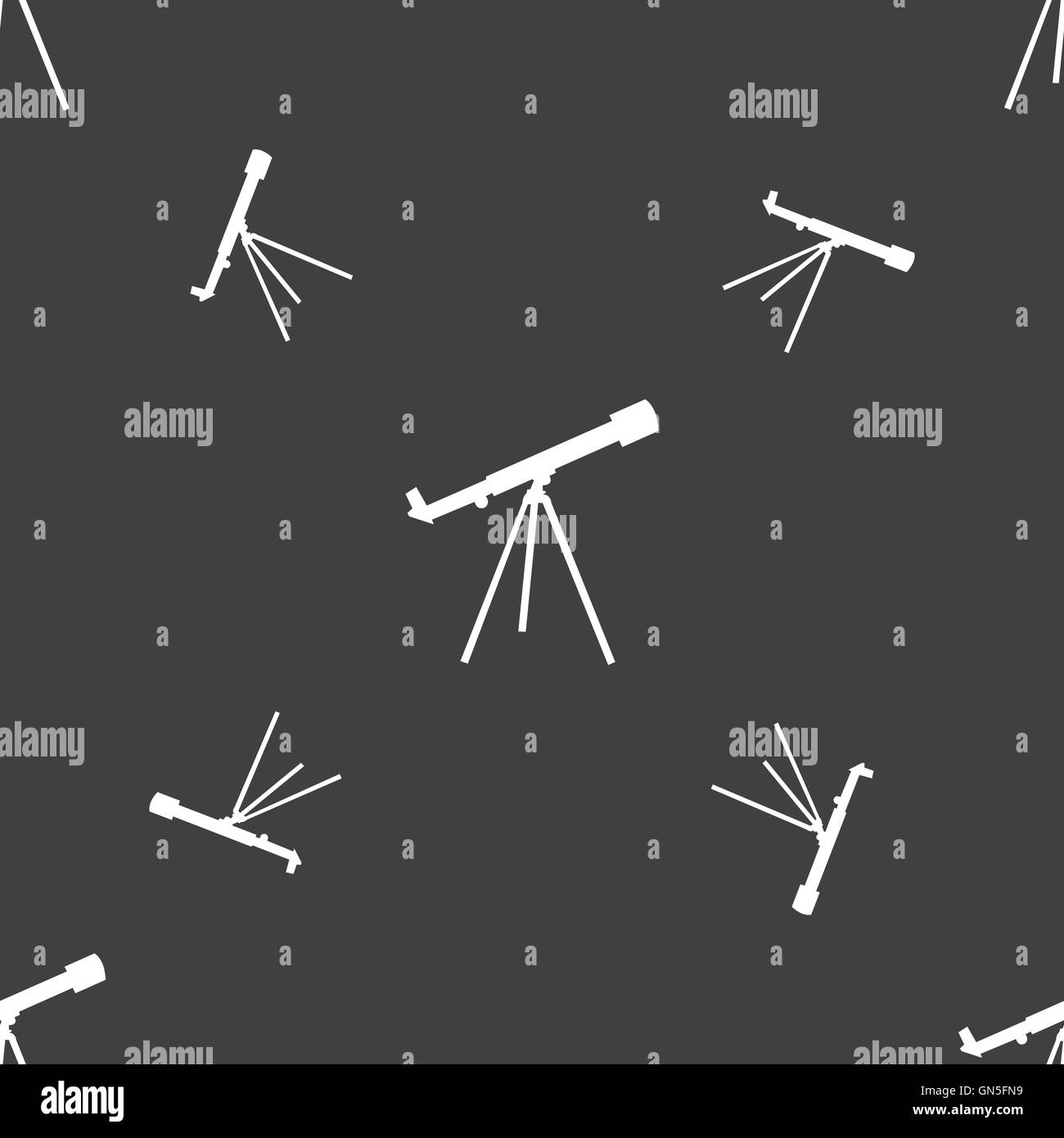 Telescope icon sign. Seamless pattern on a gray background. Vector ...