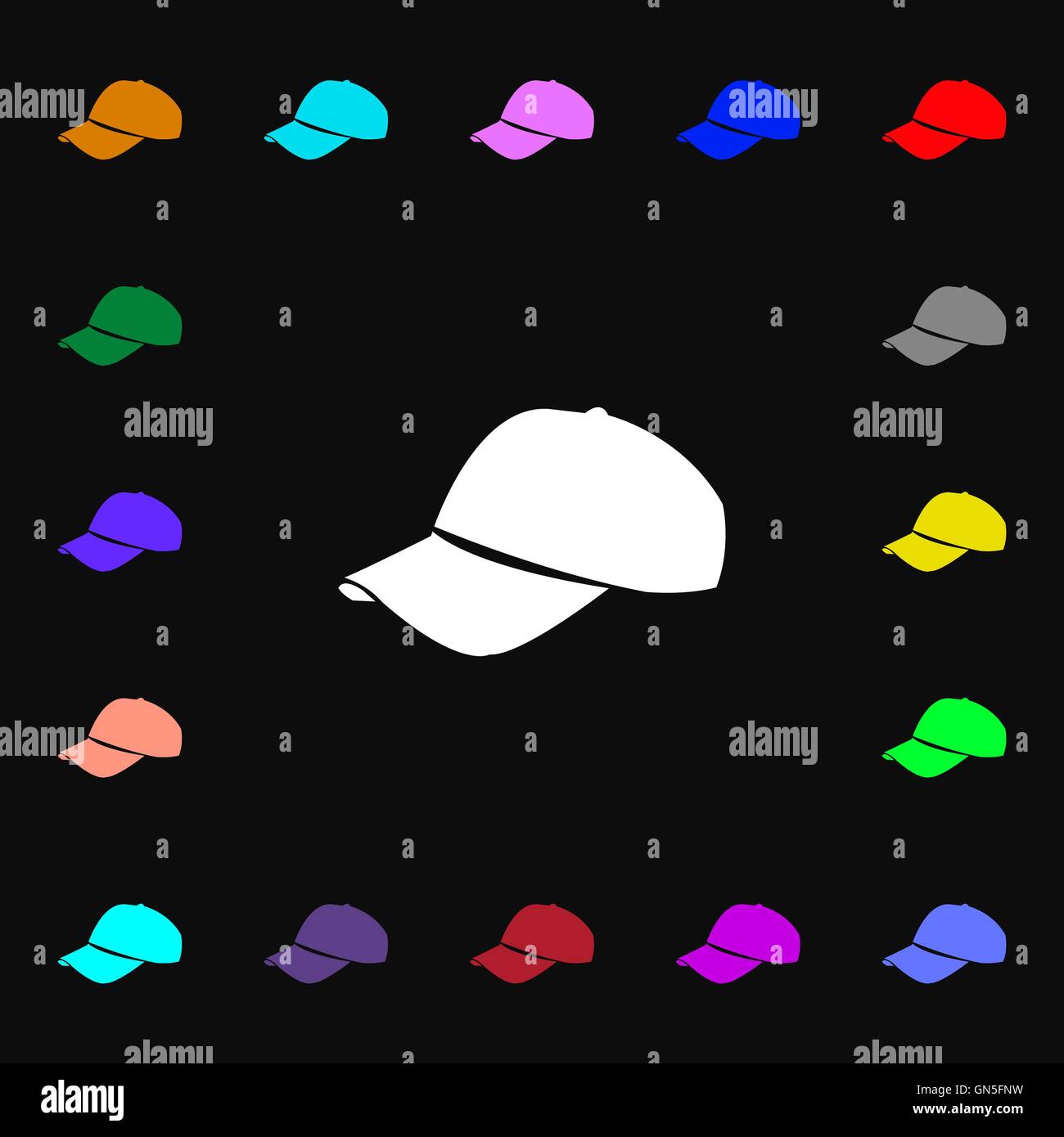 Baseball cap icon sign. Lots of colorful symbols for your design ...