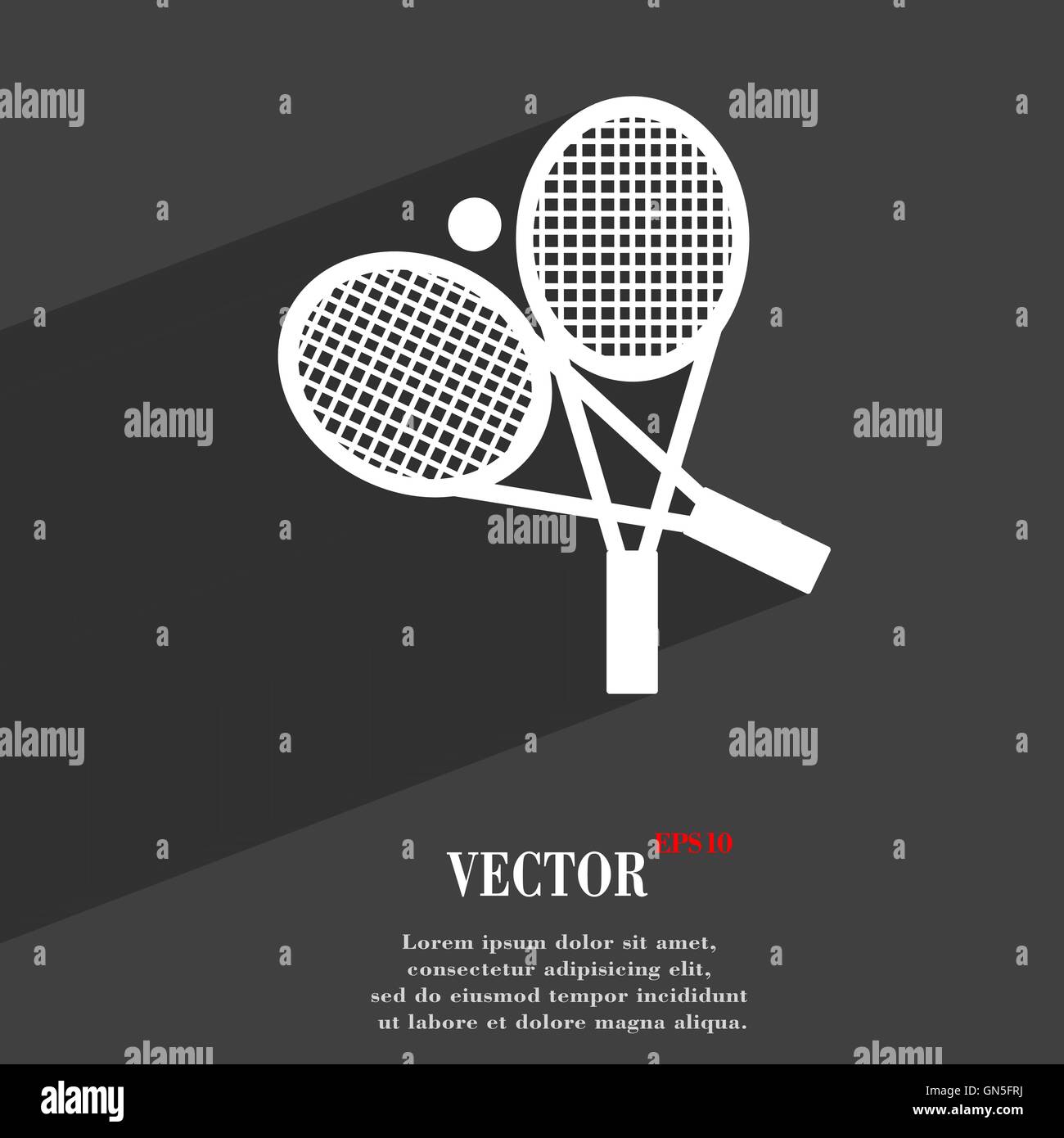 tennis symbol Flat modern web design with long shadow and space for ...