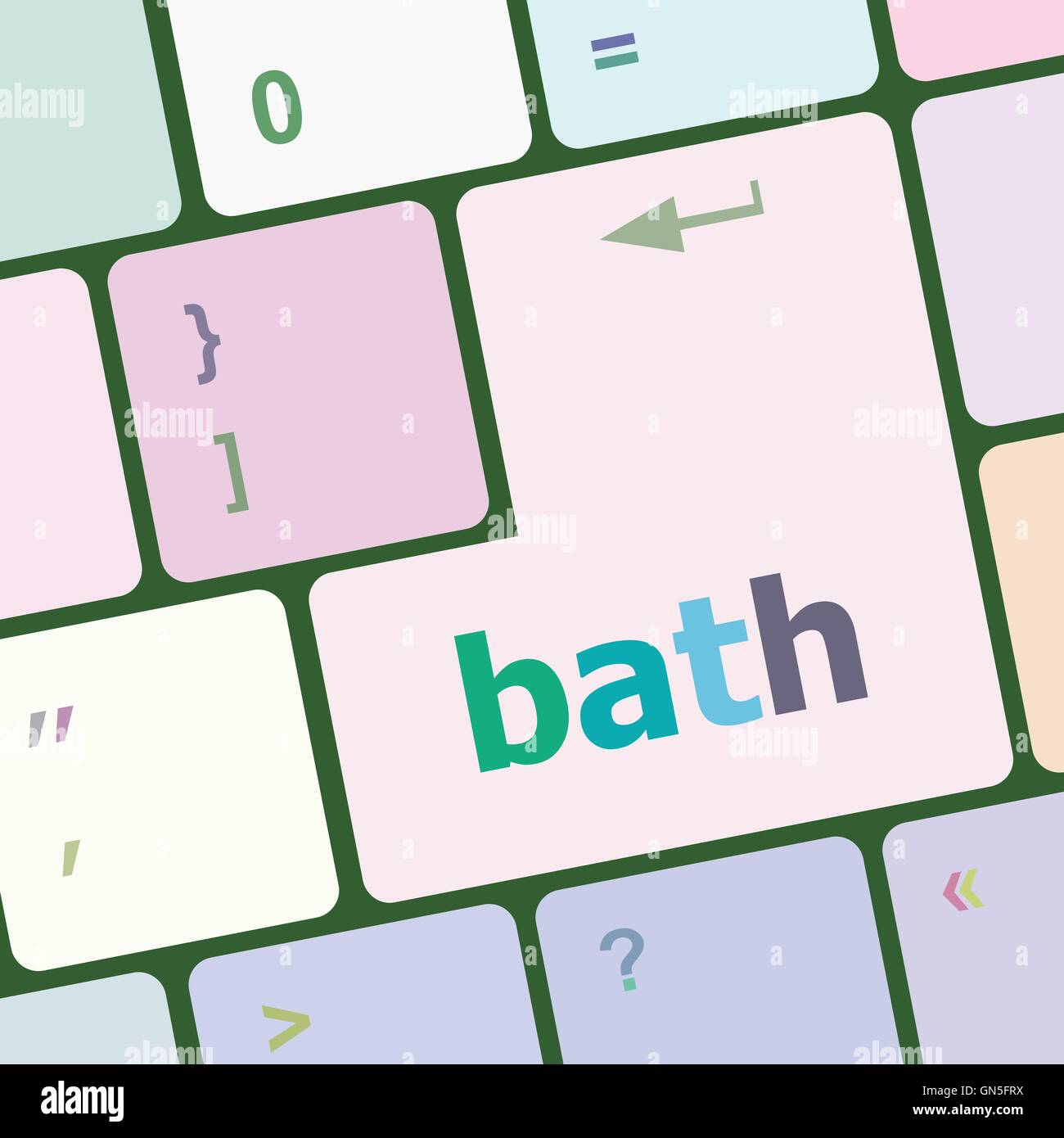bath word on keyboard key, notebook computer vector illustration Stock ...