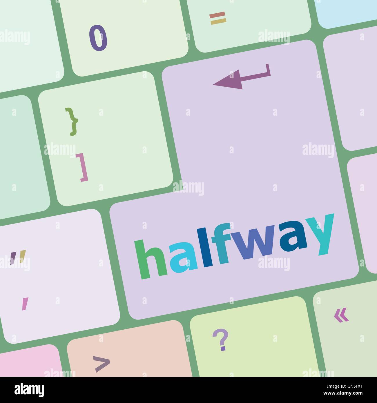 halfway word on computer pc keyboard key vector illustration Stock ...
