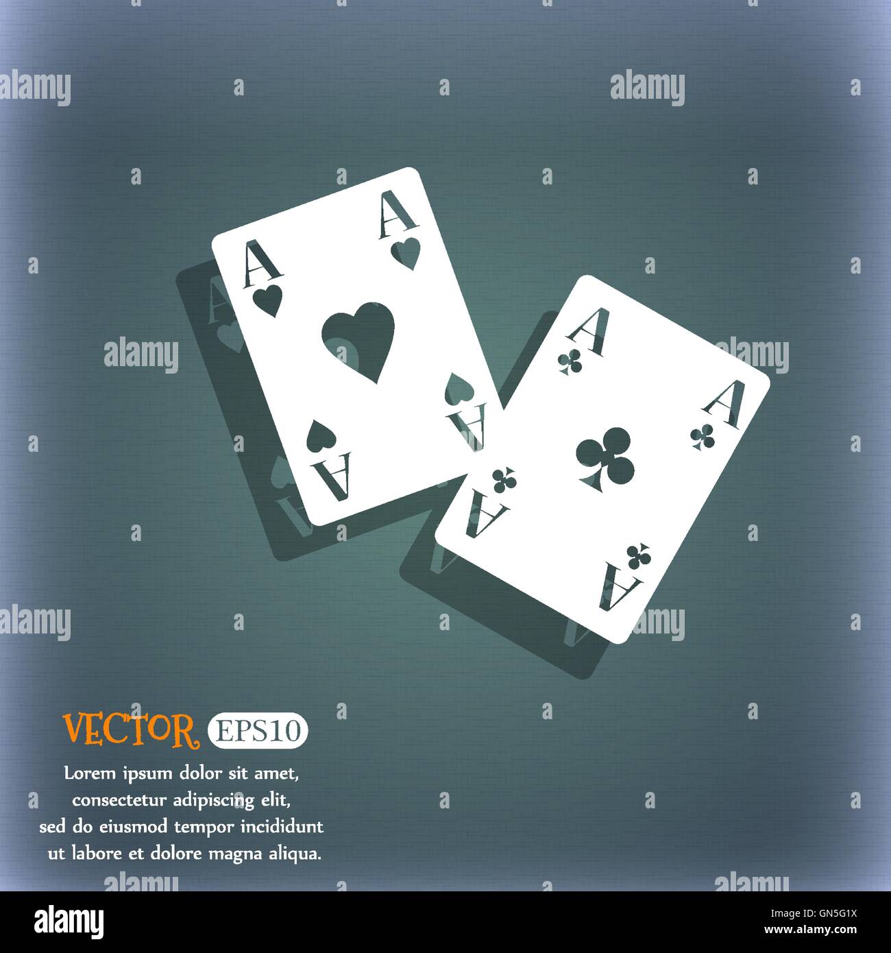Two Aces icon. On the blue-green abstract background with shadow and ...
