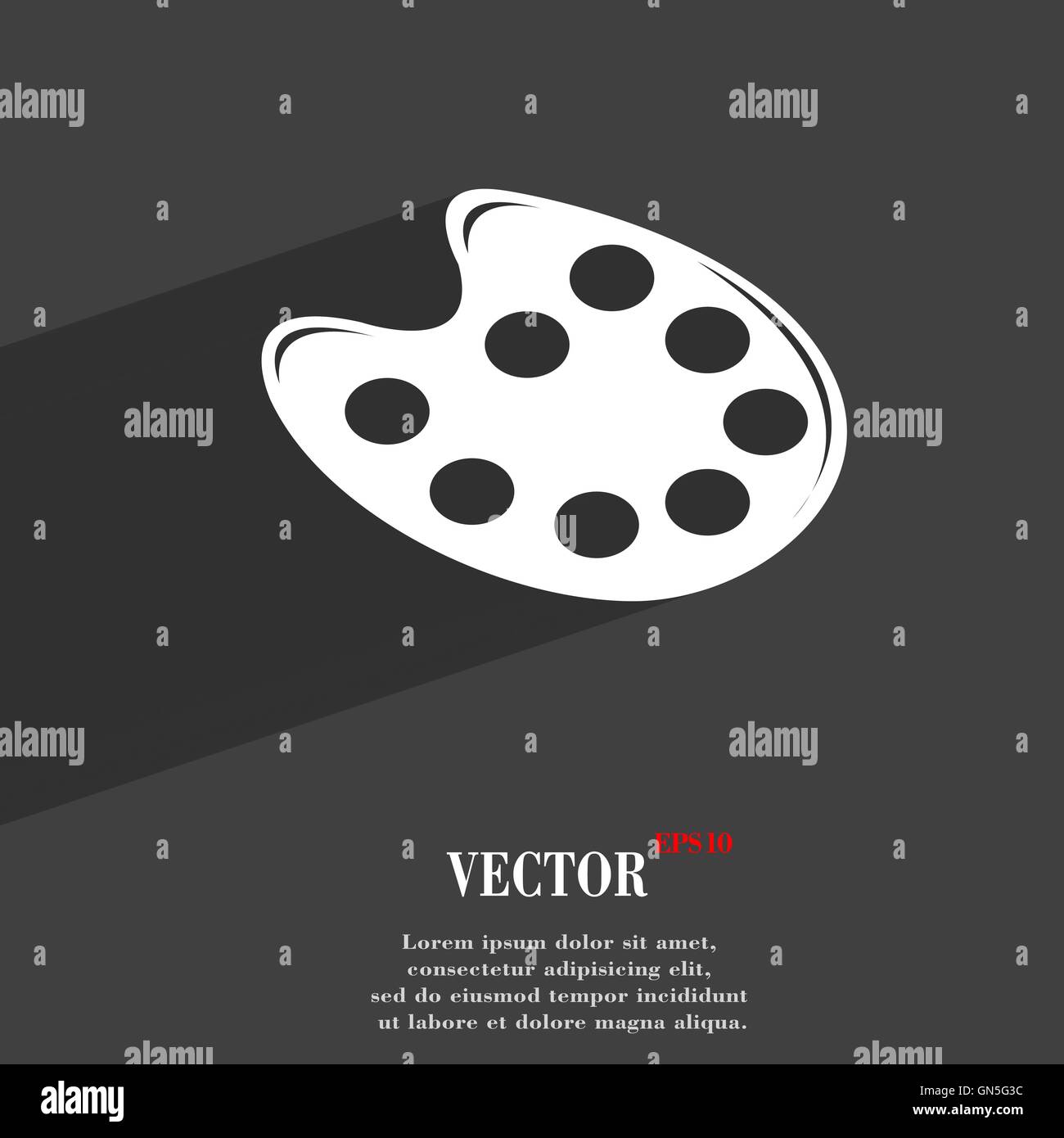 Paint with palette symbol Flat modern web design with long shadow and ...