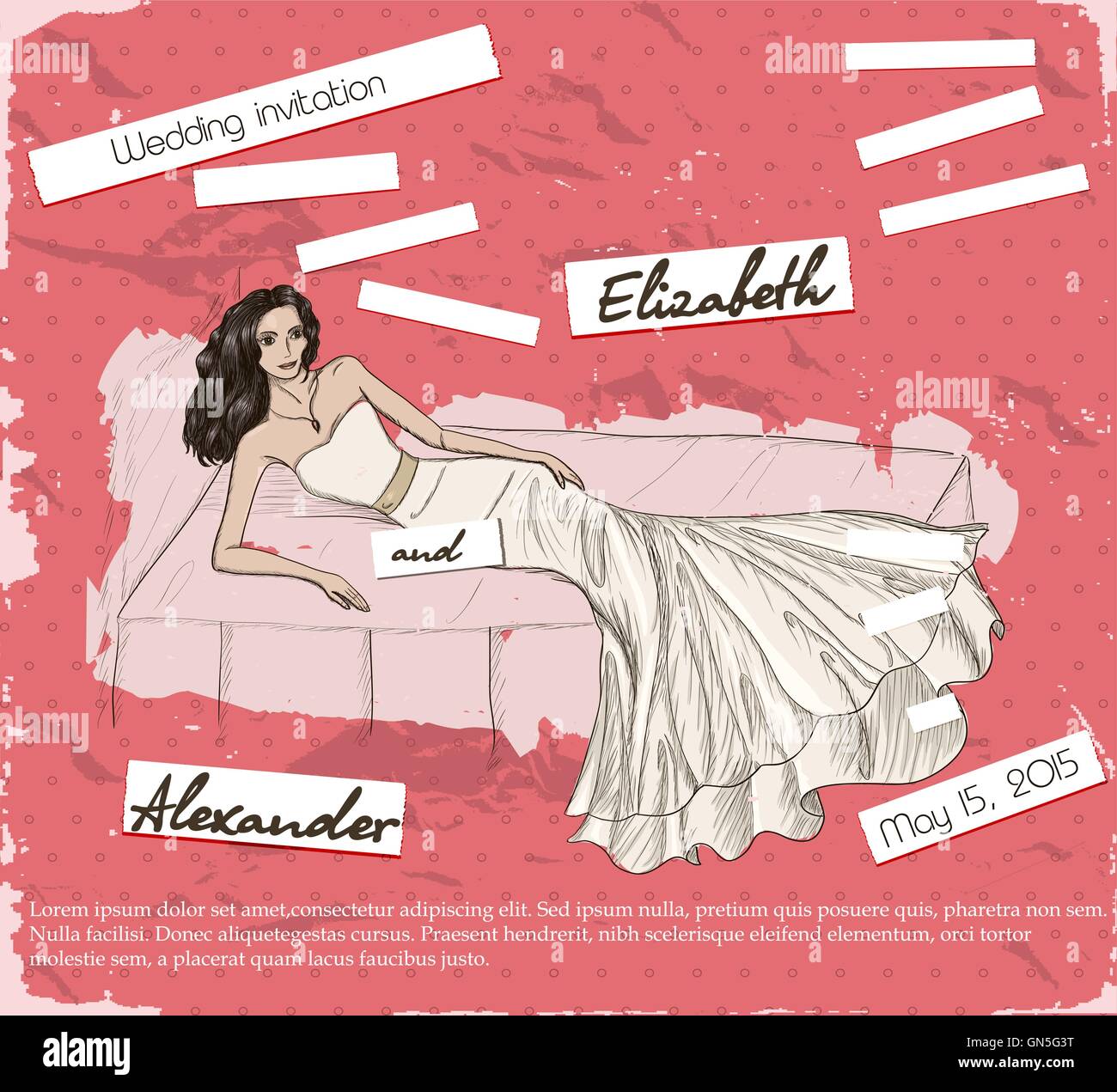 Vintage poster with beautiful wedding dress Stock Vector Image & Art ...